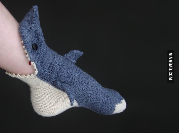 Knitted Shark Socks Biting Off Your Leg - 9GAG