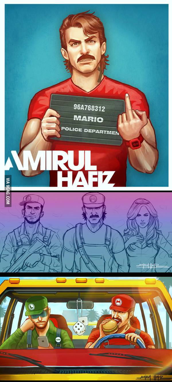 Bad Ass Mario and Luigi by a Malaysia artist - 9GAG
