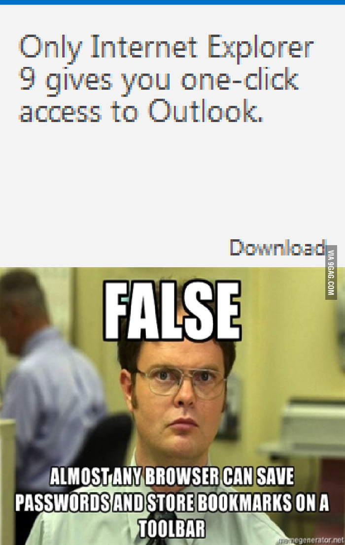 Went to hotmail, Upgraded to outlook (forgive me!), Saw this - 9GAG