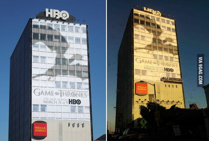 Game Of Thrones Billboard at HBO building in LA - 9GAG