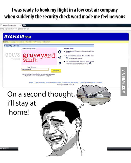 Security check word made me feel nervous - 9GAG