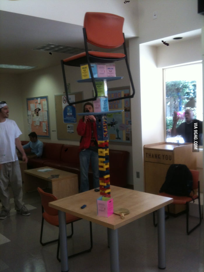My college takes Jenga to a whole nother level - 9GAG