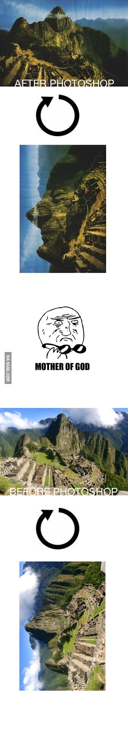 Can you see the face? Machu Picchu, Peru. [FIXED] - 9GAG