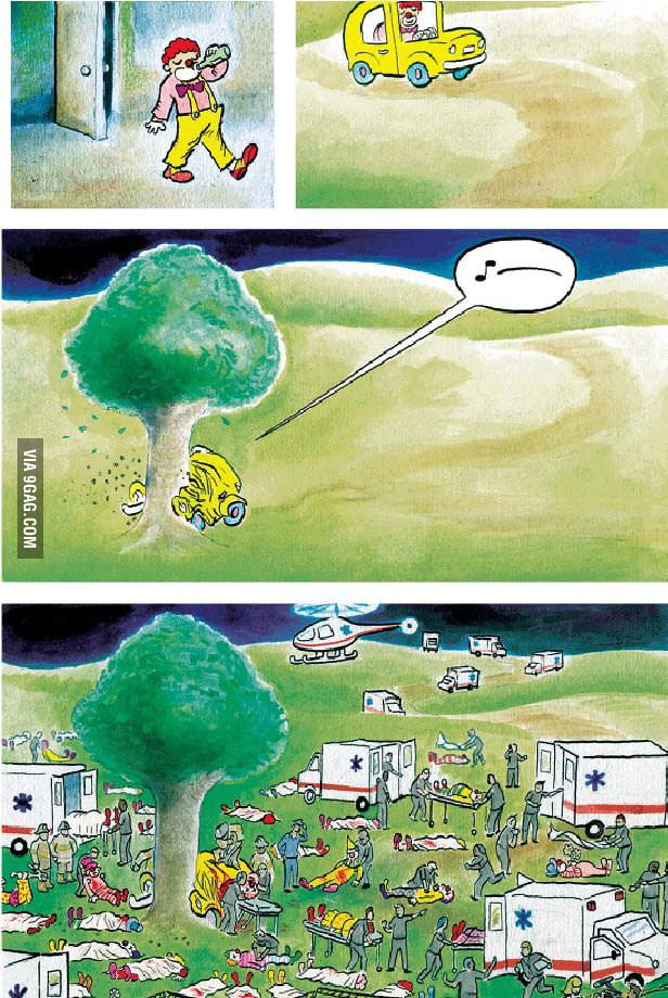 When clowns crash their car - 9GAG