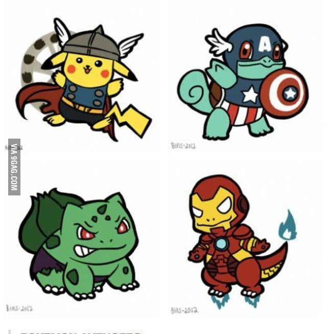 Iron mander and captain squirtle, Pokemon avengers - 9GAG