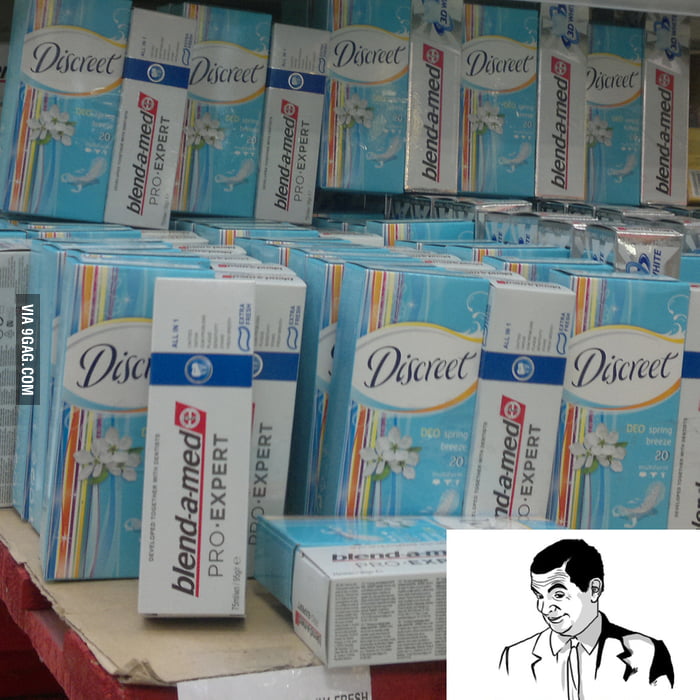 Sanitary pads+ toothpaste... - 9GAG