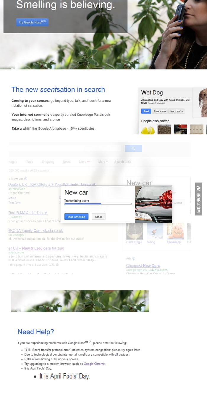 Google's April Fools Troll - Google Nose BETA - 9GAG