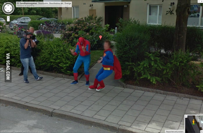 Google maps - Spiderman in Stockholms streets - 9GAG