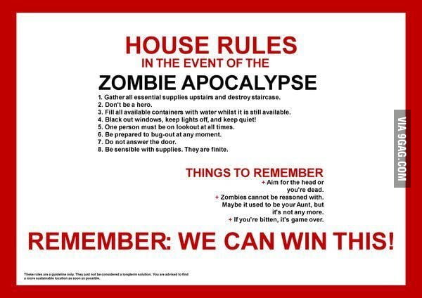 Zombie apocalypse rules - 9GAG