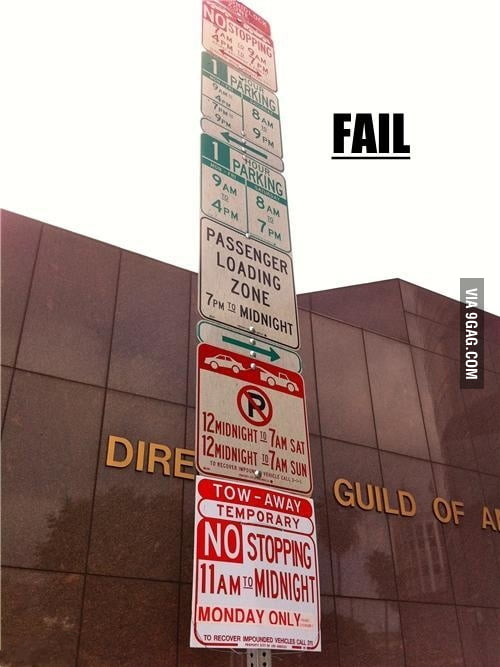 Parking Signs FAIL - 9GAG