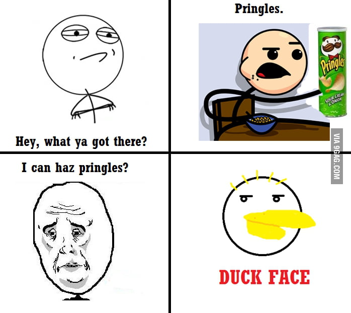 Duck face for Pringles. - 9GAG