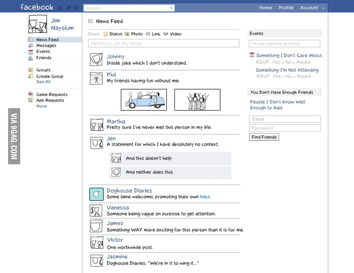 A typical Facebook page - 9GAG