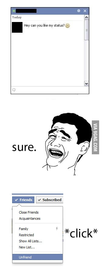 Hey can you like my status? [fixed] - 9GAG