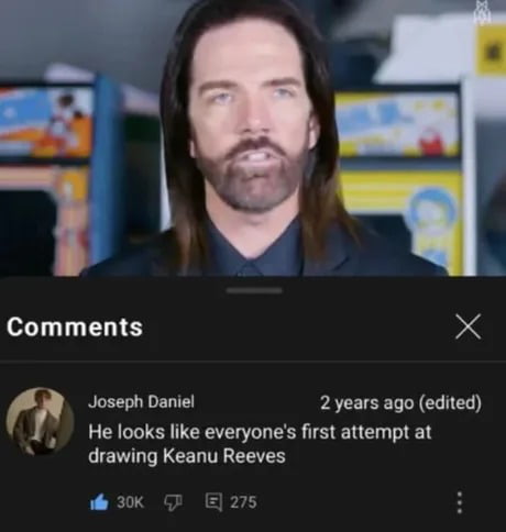 First attempt at drawing Keanu Reeves...... - 9GAG