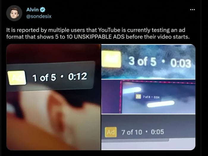 Saw this from X (Twitter), HollyShit YouTube! Any one experience this? I never once since I have ...