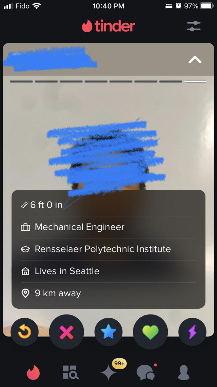 This giant ass bio that blocks the persons whole photo that tinder just added. - 9GAG