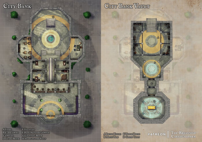DnD map of a bank a drew a couple of months ago. Just need to run a ...