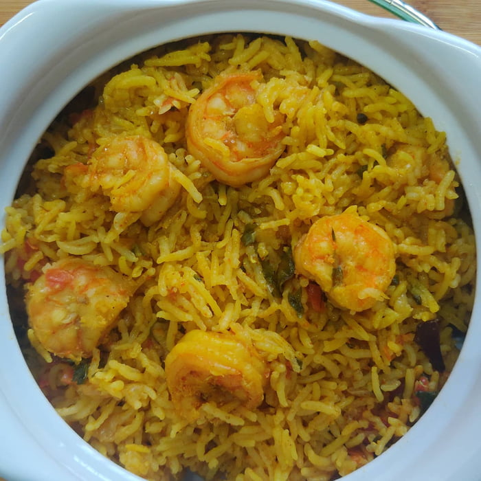 Prawns pulao: made with freshwater Prawns, whole Indian spices and ...