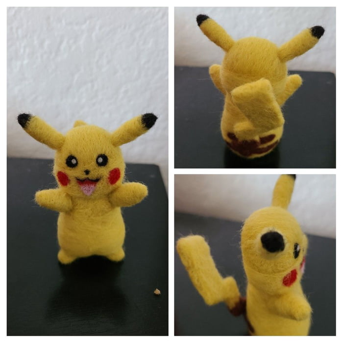 Needle felted Pikachu! About 8 cm tall. First attempt at a Pokémon. - 9GAG