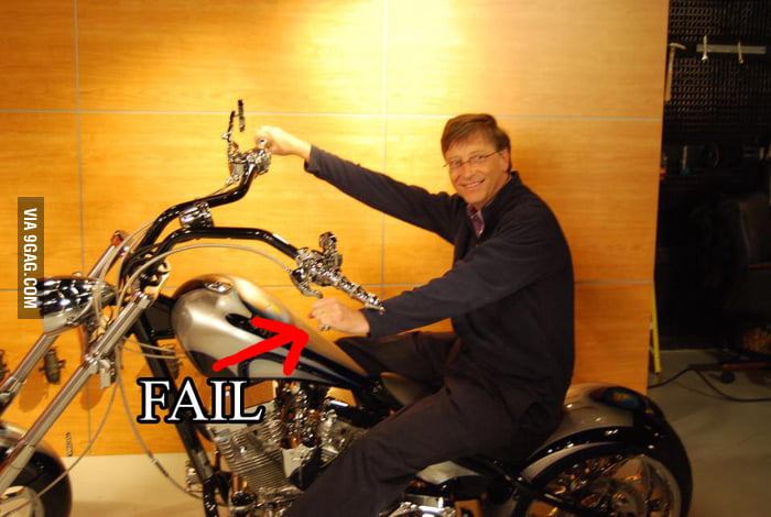 Bill Gates and motorcycles don't go well - 9GAG