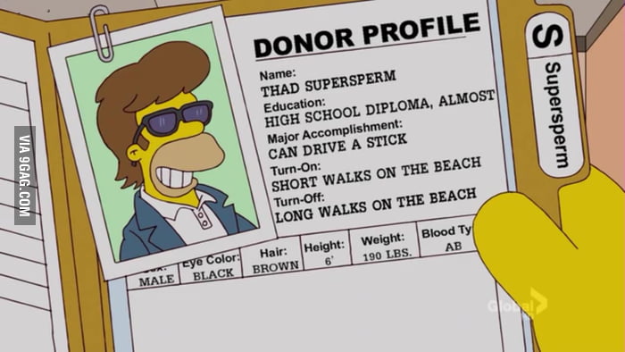 Homer Simpson's Sperm Donor Profile - 9GAG