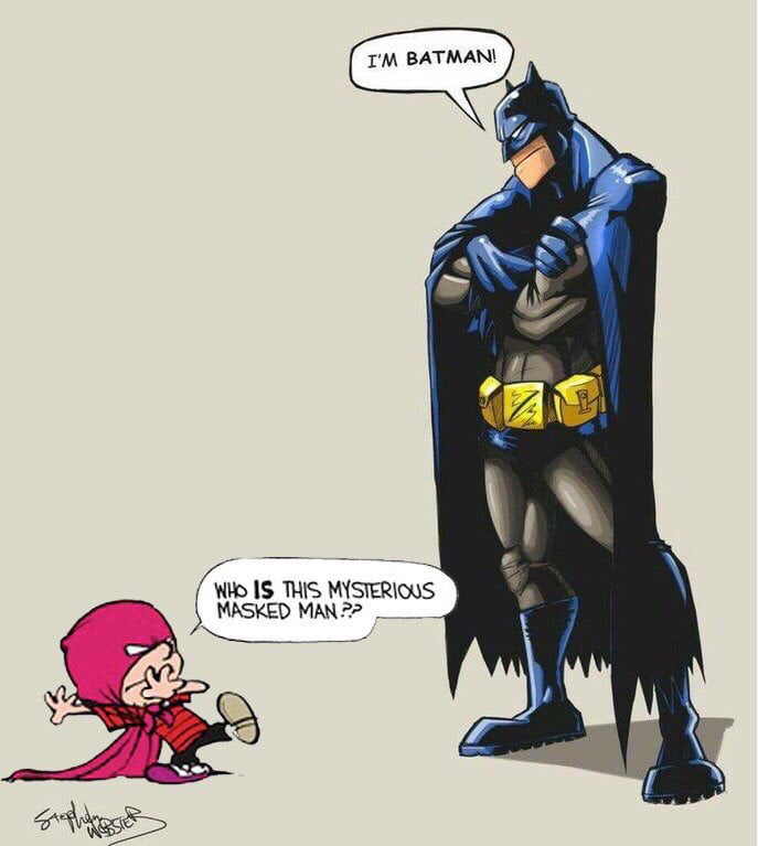 Best crossover ever: Stupendous Man (Calvin) meets Batman - 9GAG