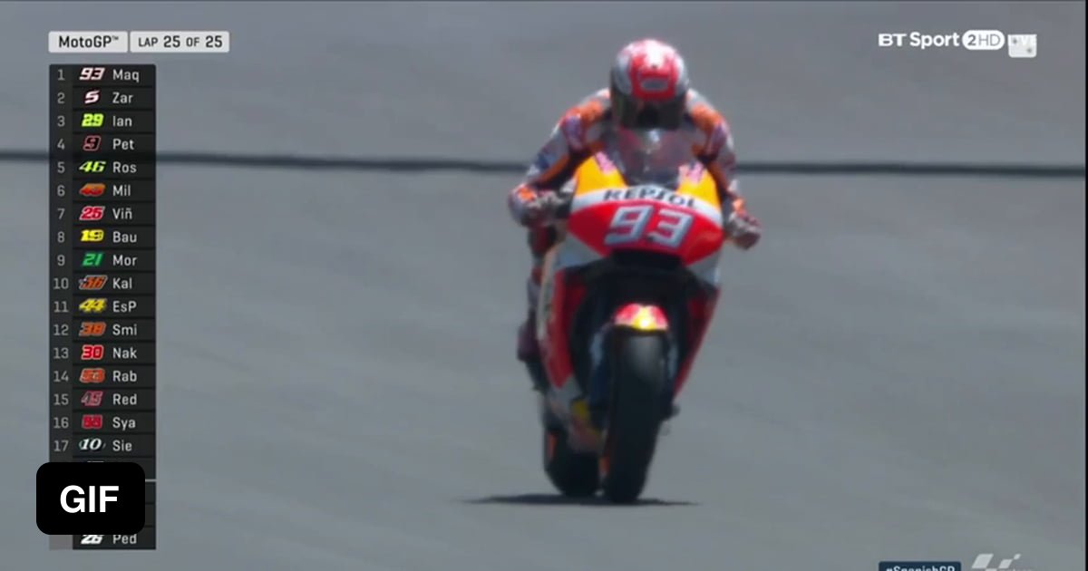 Marc Marquez celebrates with backpack kid dance - 9GAG