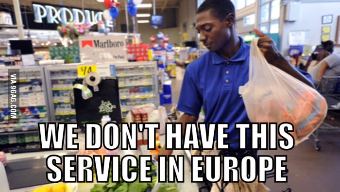 I got surprised when a guy started bagging my groceries when I was in ...