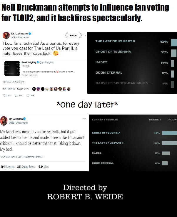 Disastrously epic fail. Maybe Neil Druckmann will finally learn some ...