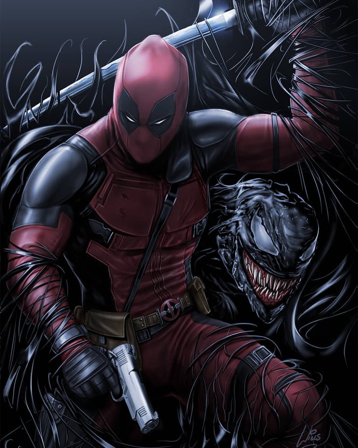 Deadpool & Venom by @artistrichardwilliams - 9GAG