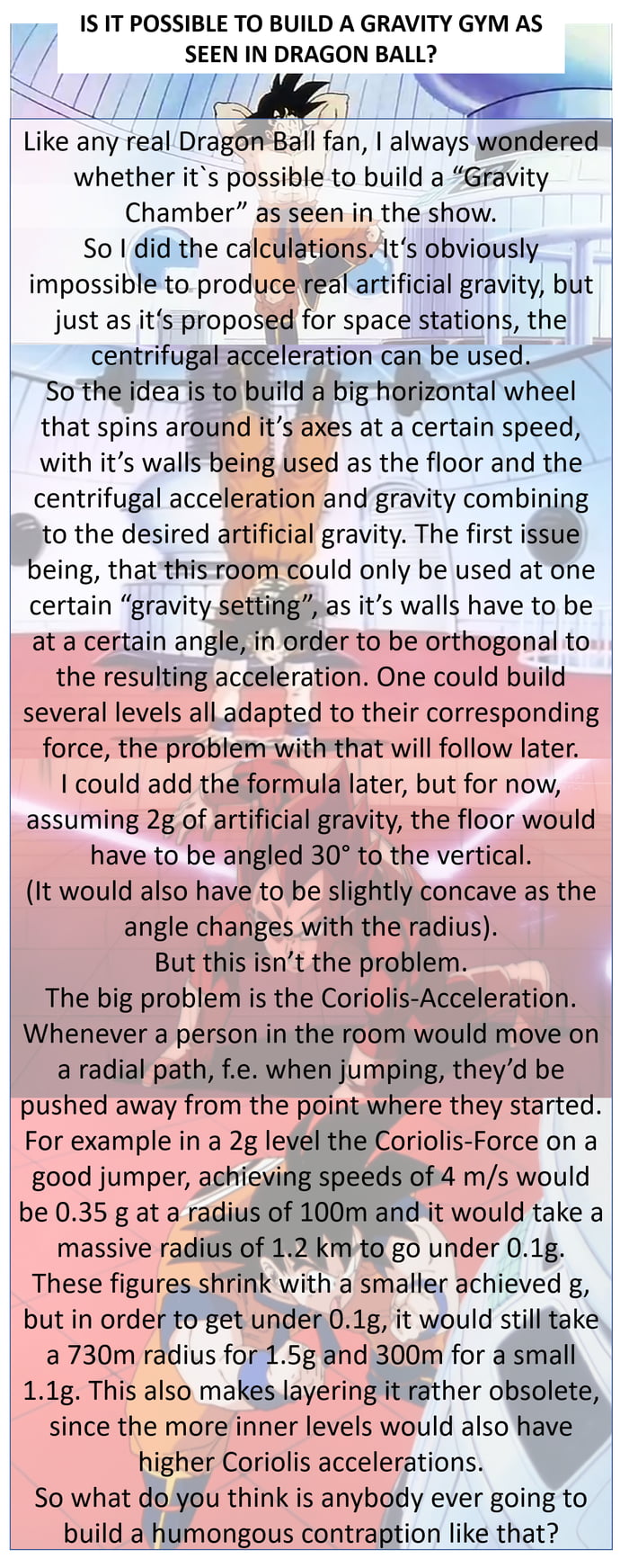 We are rather unlikely to ever train like Goku in a Gravity Chamber. - 9GAG