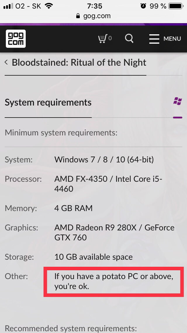 You can run Bloodstained on a potato PC - 9GAG