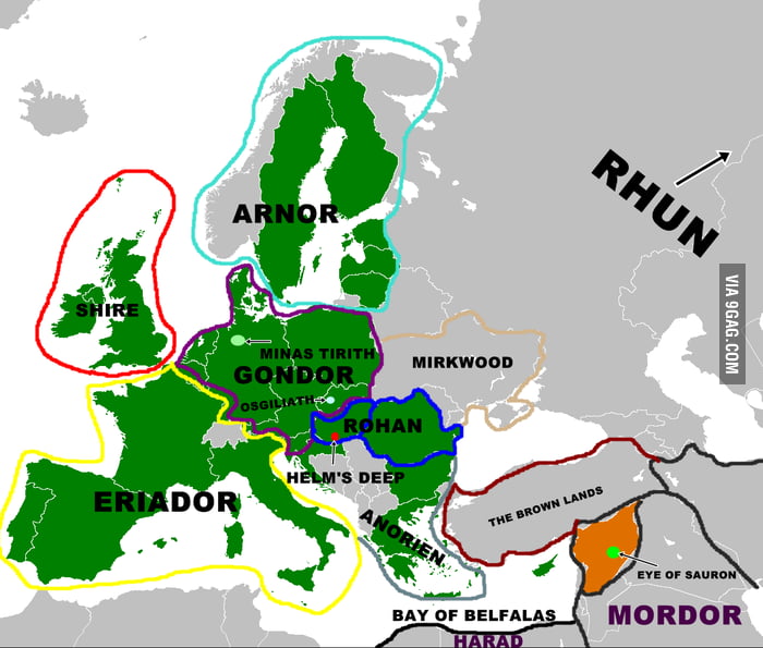 European LOTR map by present - 9GAG