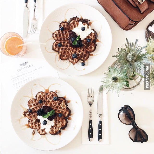 Cottoncake blueberry waffles - 9GAG