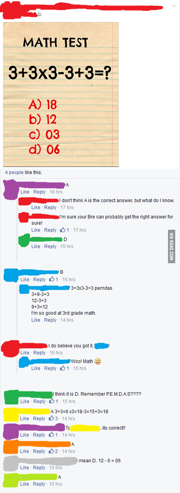 Everyone forgets how to do math. - 9GAG