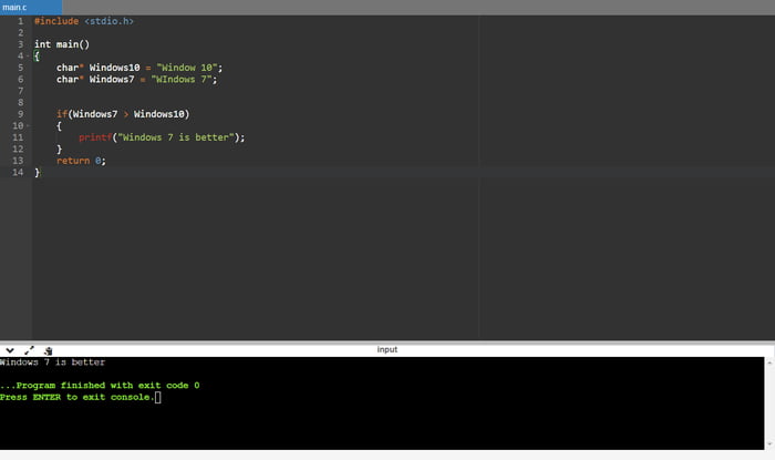 Proving that Windows 7 is better than 10 using C - 9GAG