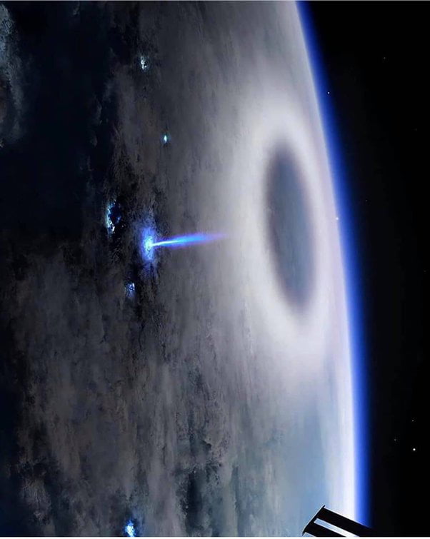 Blue Jet Lightning as seen from the International Space Station - 9GAG