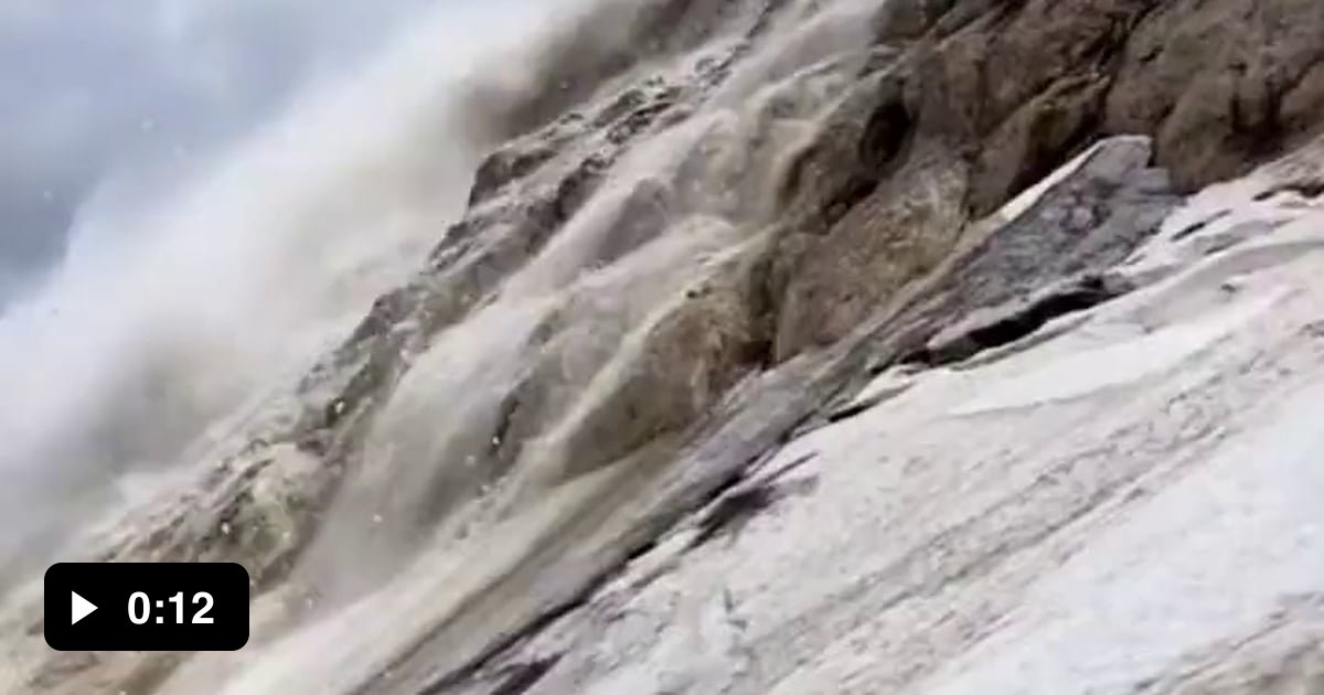 Collapse of a serac on the Marmolada glacier (Veneto - Italy). several ...