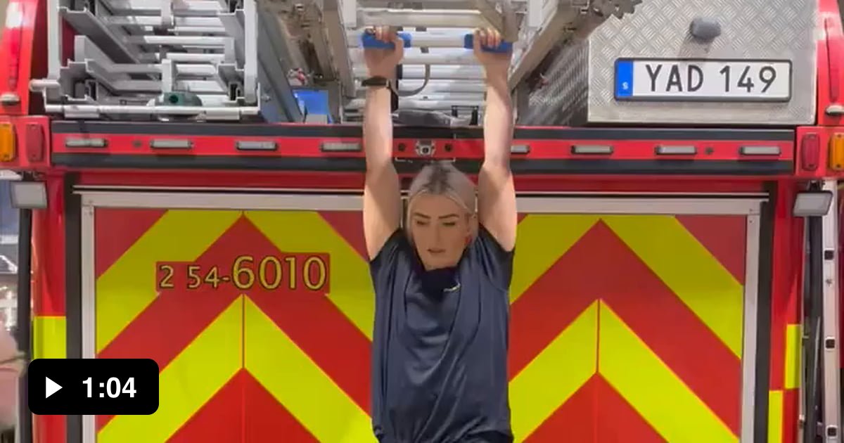 Amazing strength of a woman firefighter - 9GAG