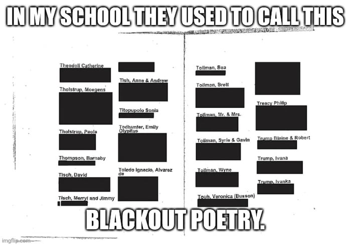Heavily redacted list is heavily redacted - 9GAG