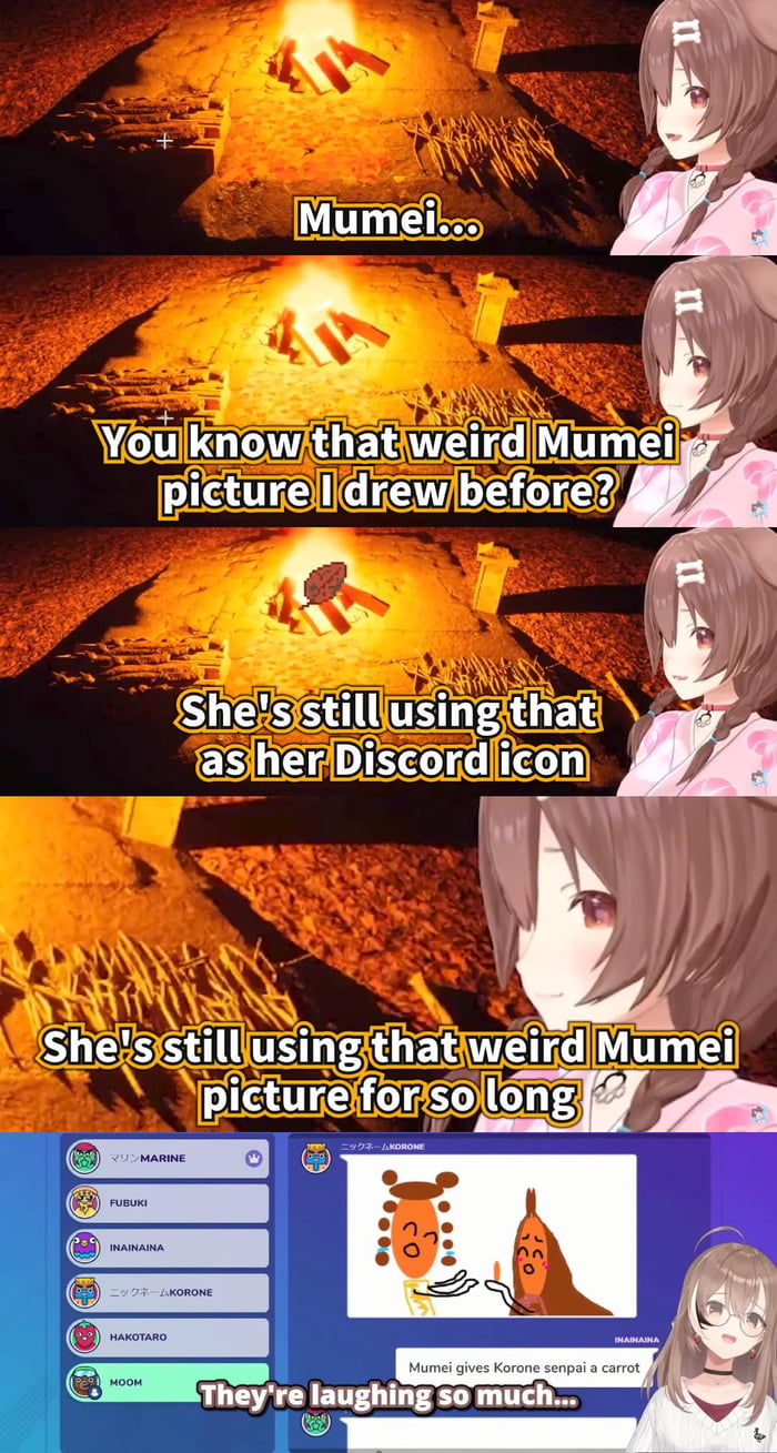 Korone reveals that Mumei is still using her (weird) drawing from a ...