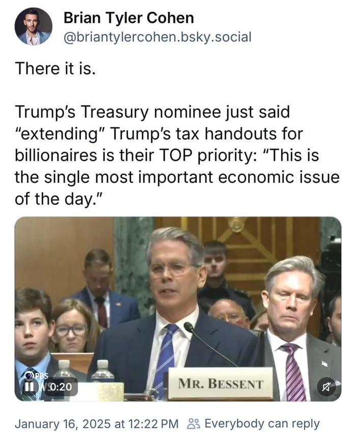 Treasury nominee TOP priority - Extend tax handouts for billionaires! - 9GAG