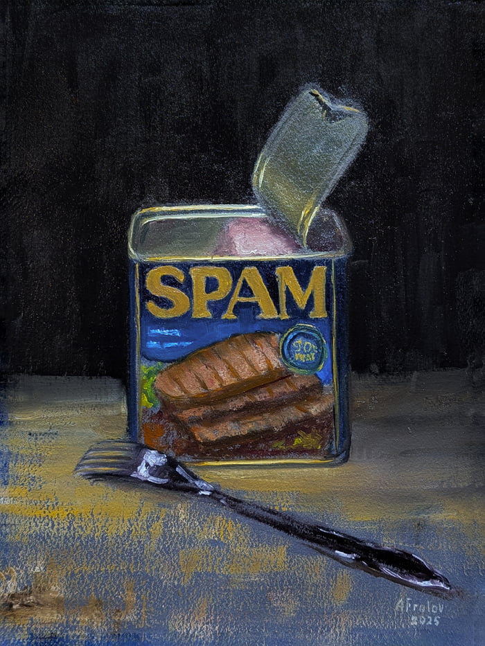 Spam, My oil painting 9x12" - 9GAG