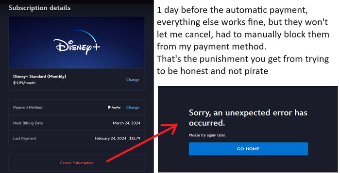 Want to cancel? Aw too bad you can't! Last f**king time I try to be ...