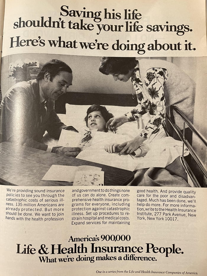 Advertisement addressing America’s issues with Health Insurance… in ...