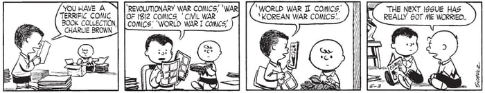The problem with war comics (The Complete Peanuts vol 2) - 9GAG