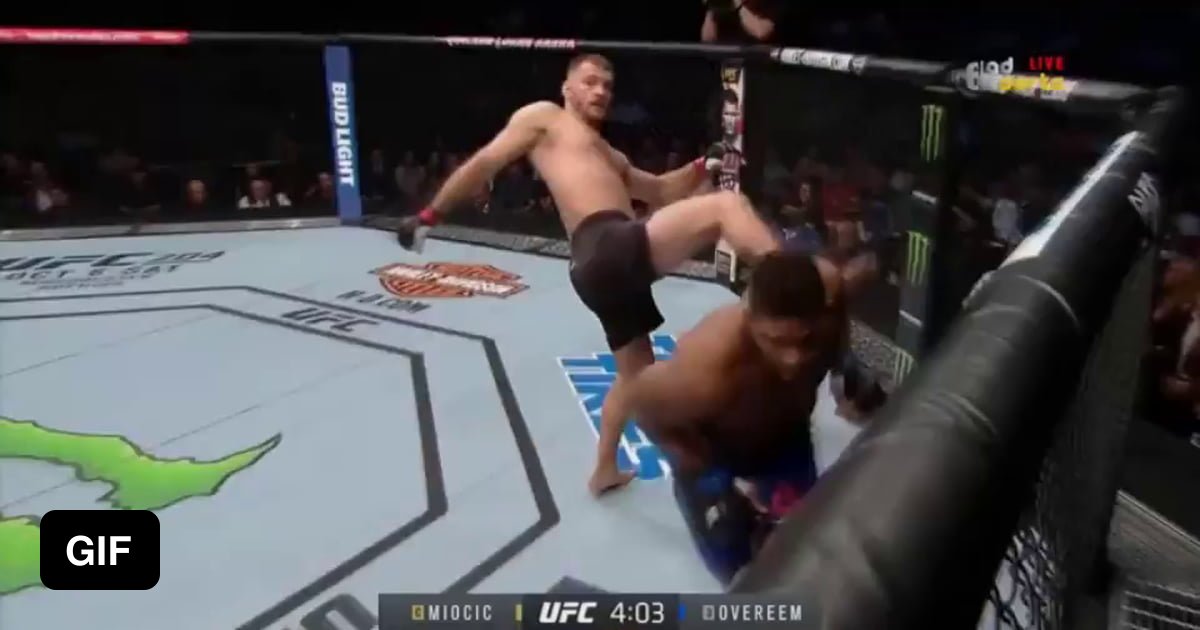 Alistair Overeem lightly boops Stipe Miocic on the snoot - 9GAG