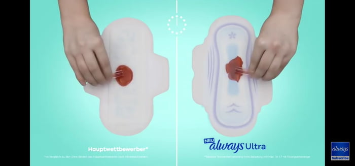 Haven't watched TV in a while, first thing I see is the liquid for tampon ads isn't blue anymore ...