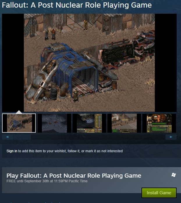 Original Fallout is for free on Steam today! - 9GAG