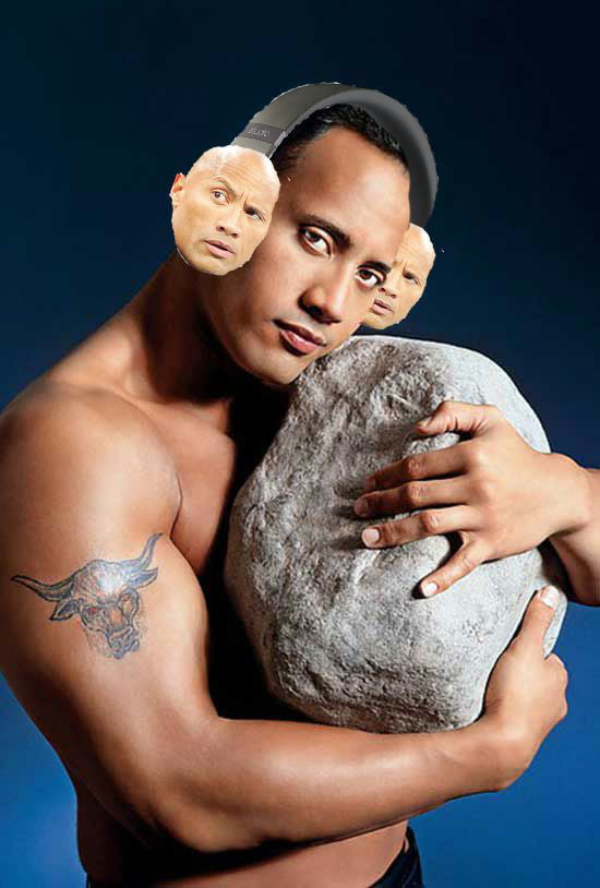 The Rock holding a rock while listening to rock music - 9GAG